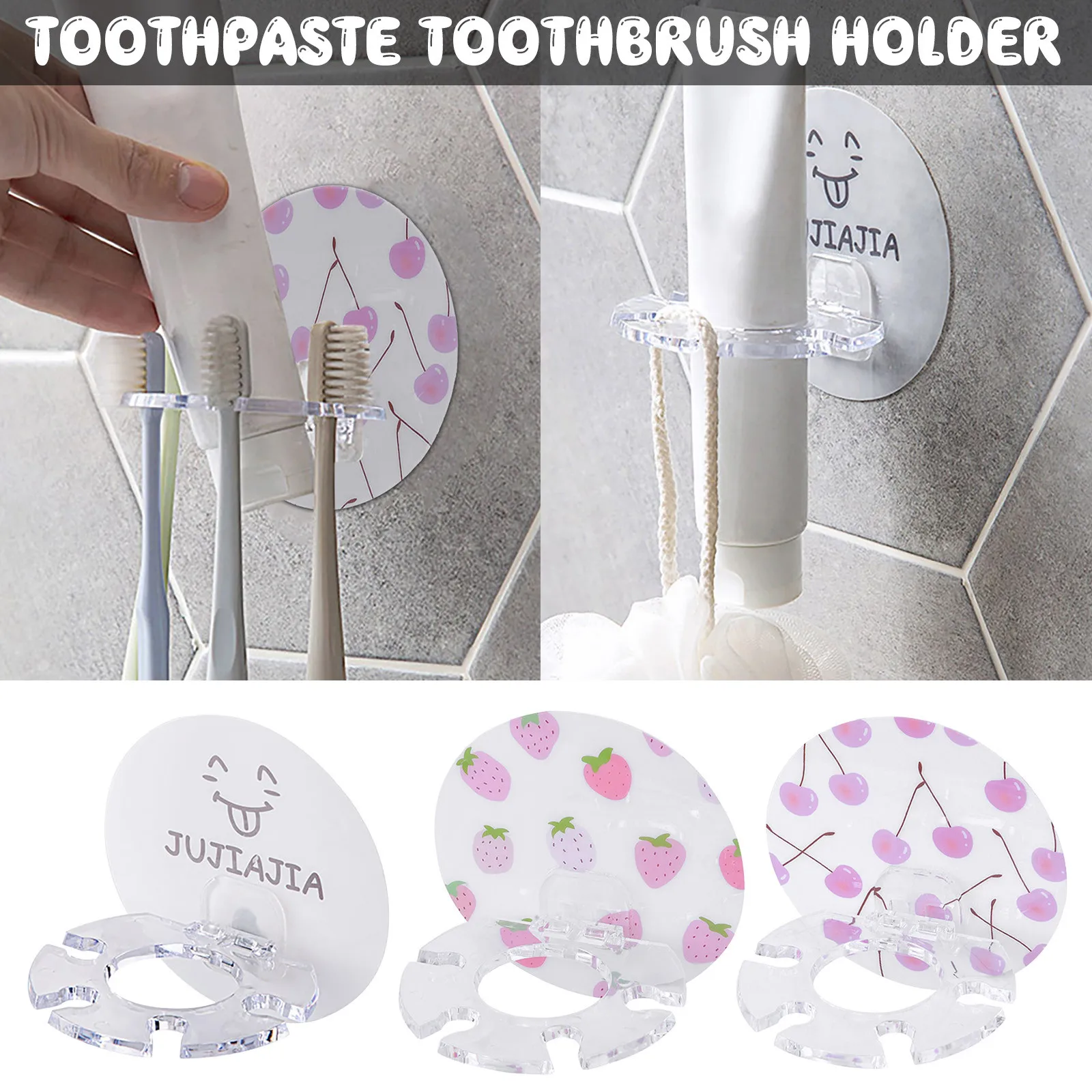 New Plastic Toothbrush Rack Hanging Kitchen Utensil Box Holder Punch ...