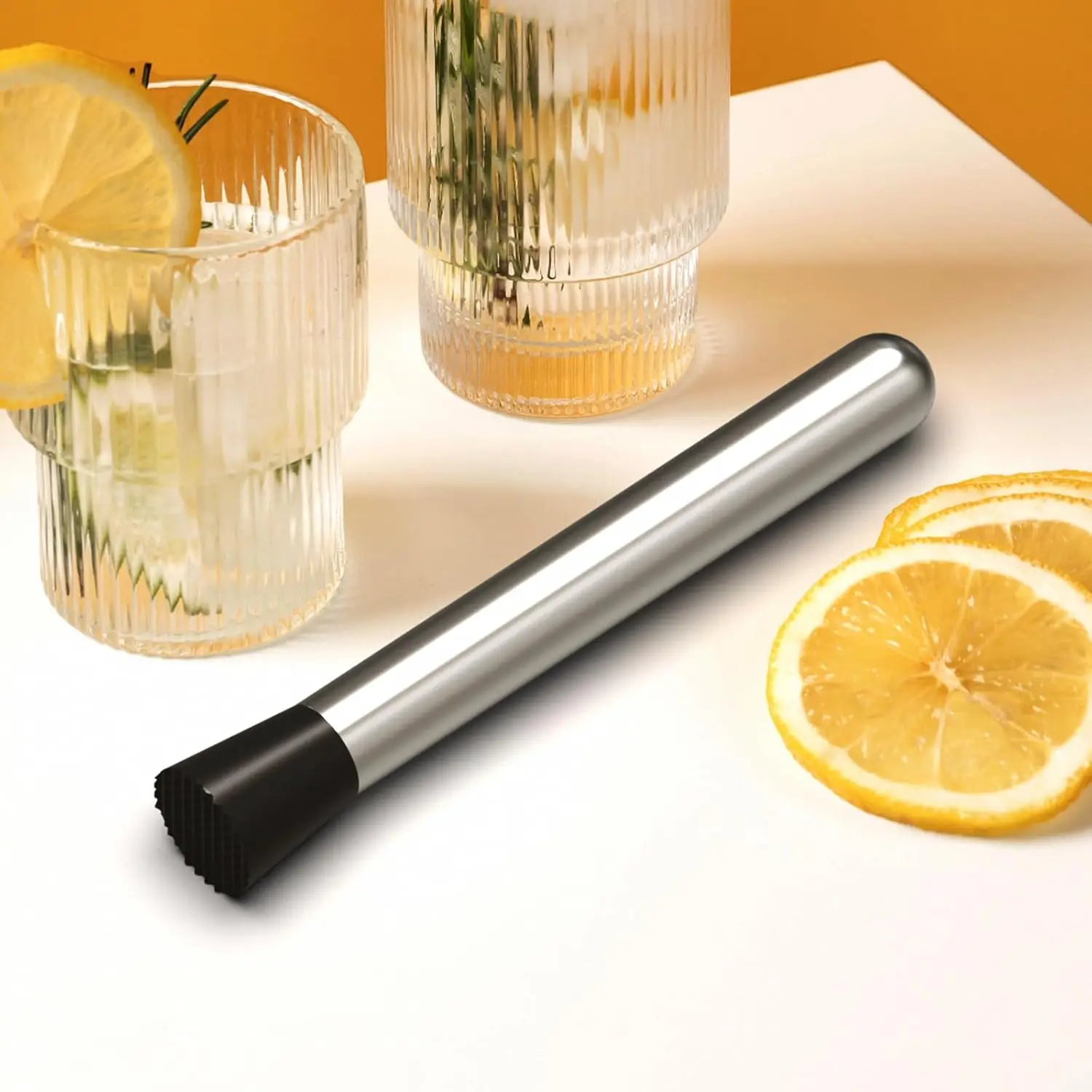 21CM Stainless Steel Cocktail Muddler Bartender Tool Lemon Smasher Ice ...
