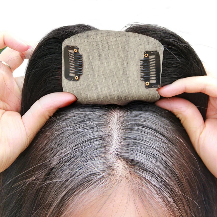 Real extensão do cabelo feminino real cabelo humano pedaço grampo no ...
