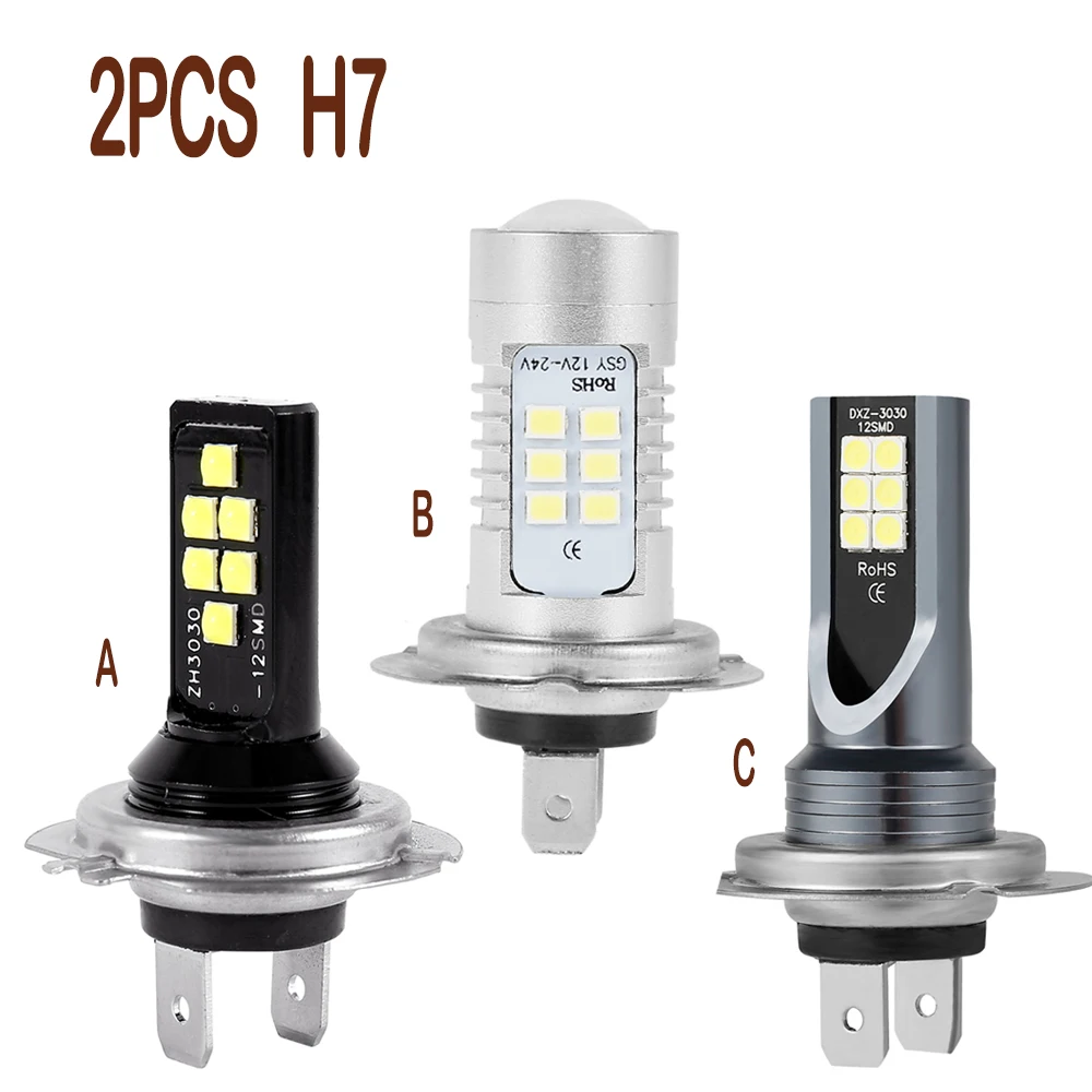 2PCS-H7-Led-Headlight-Bulb-Kit-12W-Car-Fog-Light-Bulb-High-Low-Beam ...