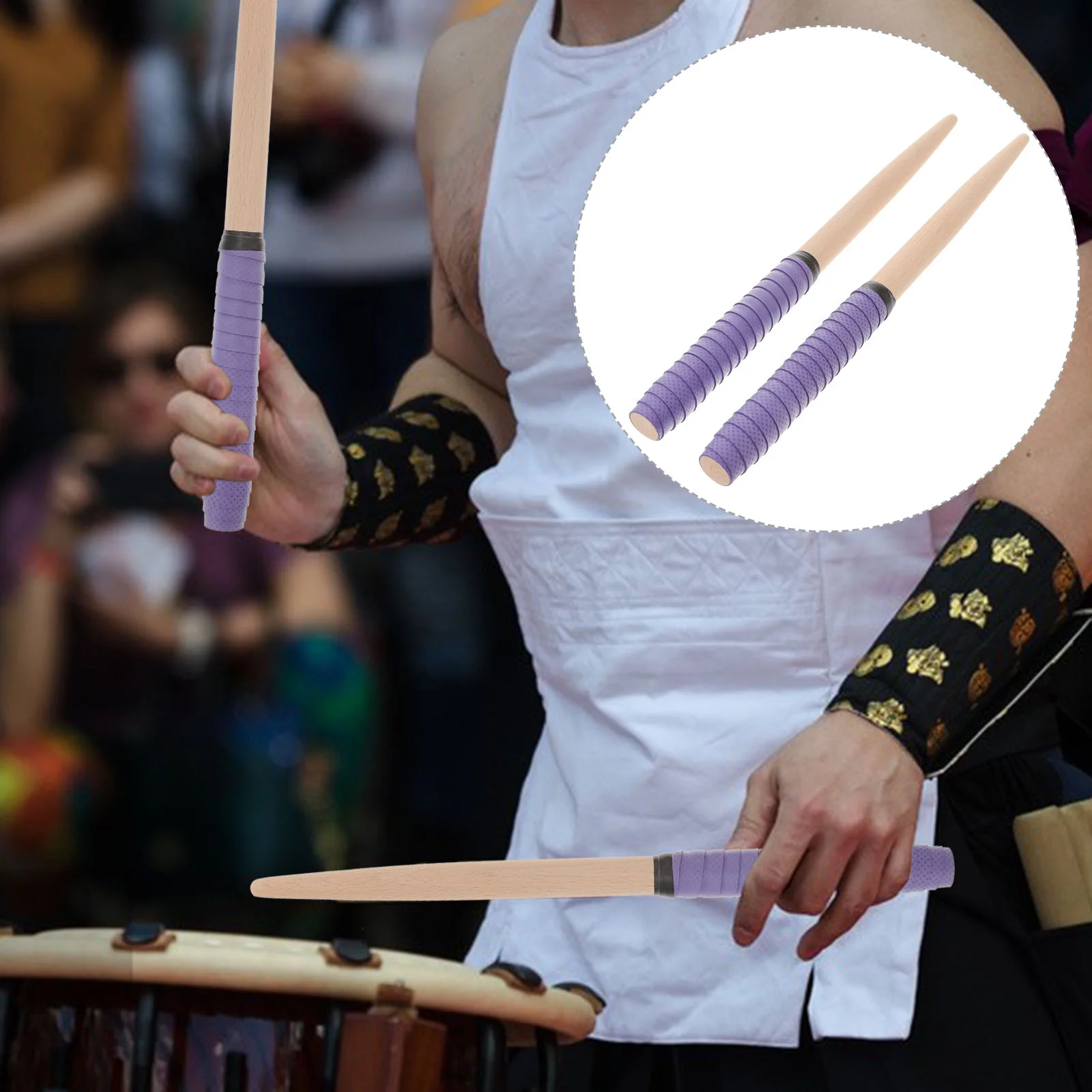 Japanese-Black-Drum-Sticks-para-adultos-Taiko-Mallets-Controller-Tape ...