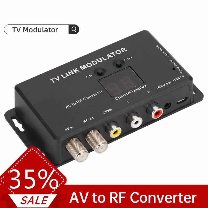 Tm70 uhf tv link modulador av para rf conversor ir extensor com 21 ...