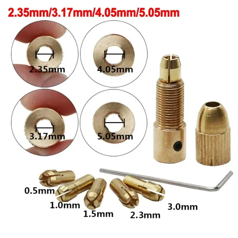 7pcs/set Brass Dremel Collet 2.35/3.17/4.05/5.05mm Mini Drill Chucks ...