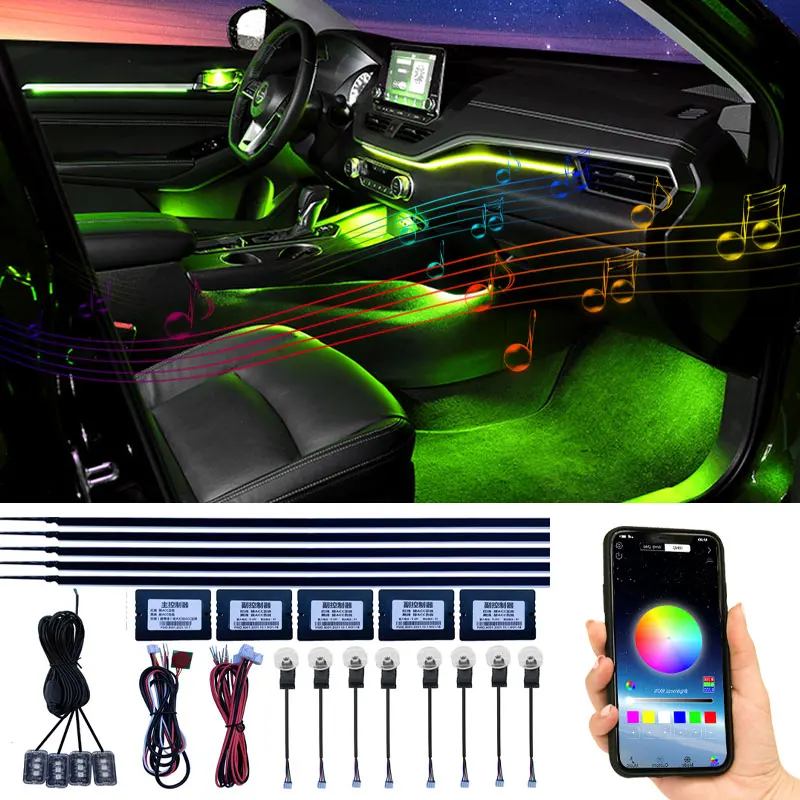 Car-Atmosphere-Light-Interior-Decoration-18-in-1-RGB-LED-Acrylic-Strip ...