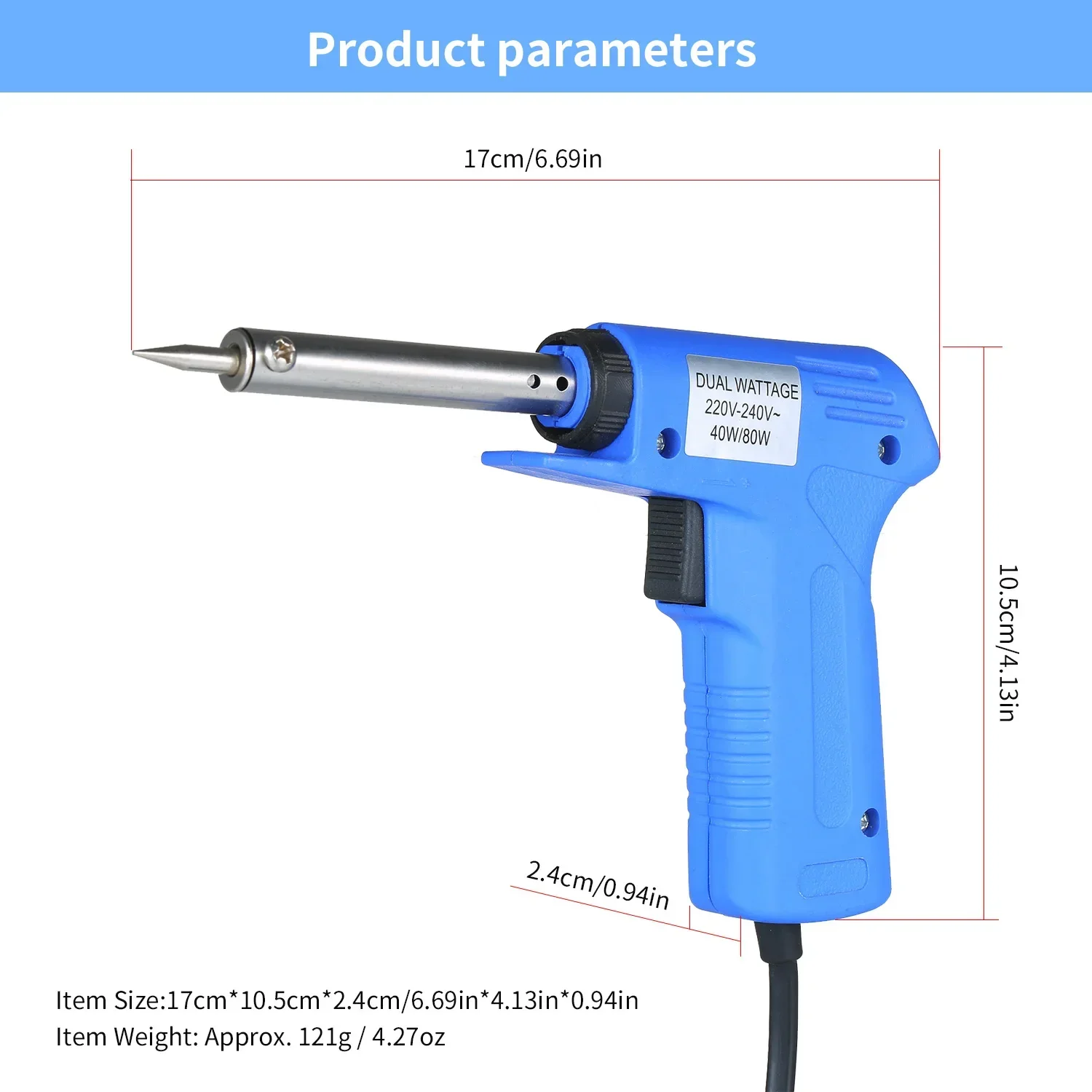 Professional Double Power Electric Soldering Iron 220V-240V - 40W/80W ...