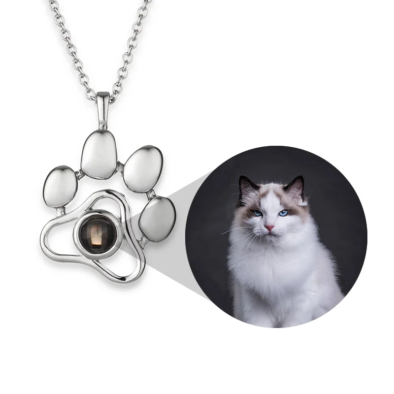 Customized Pet Photo Projection Necklace Dog Cat Paw Pendant Memory Jewelry Gift Dropshipping Personalized Mother Day Gifts 2023 AliExpress