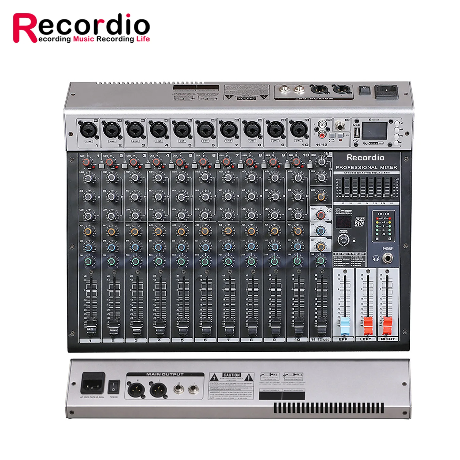 Plataforma pura sete segmentos equalização monitor mixer, reverb usb ...