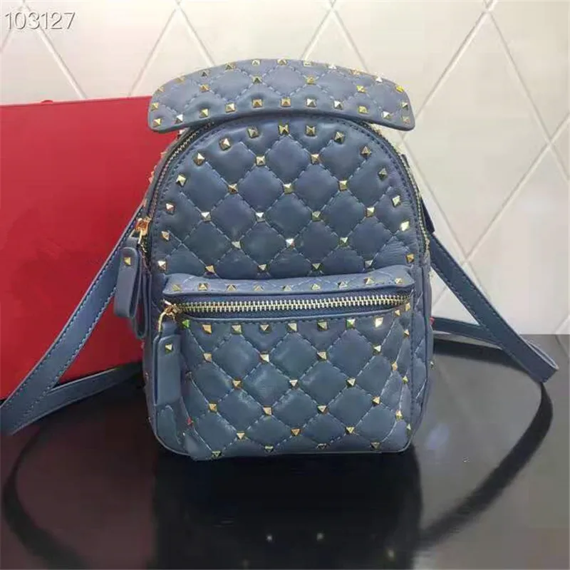 Real-Sheepskin-Leather-Backpack-Style-Fashion-Rivet-School-Bag-Luxury ...