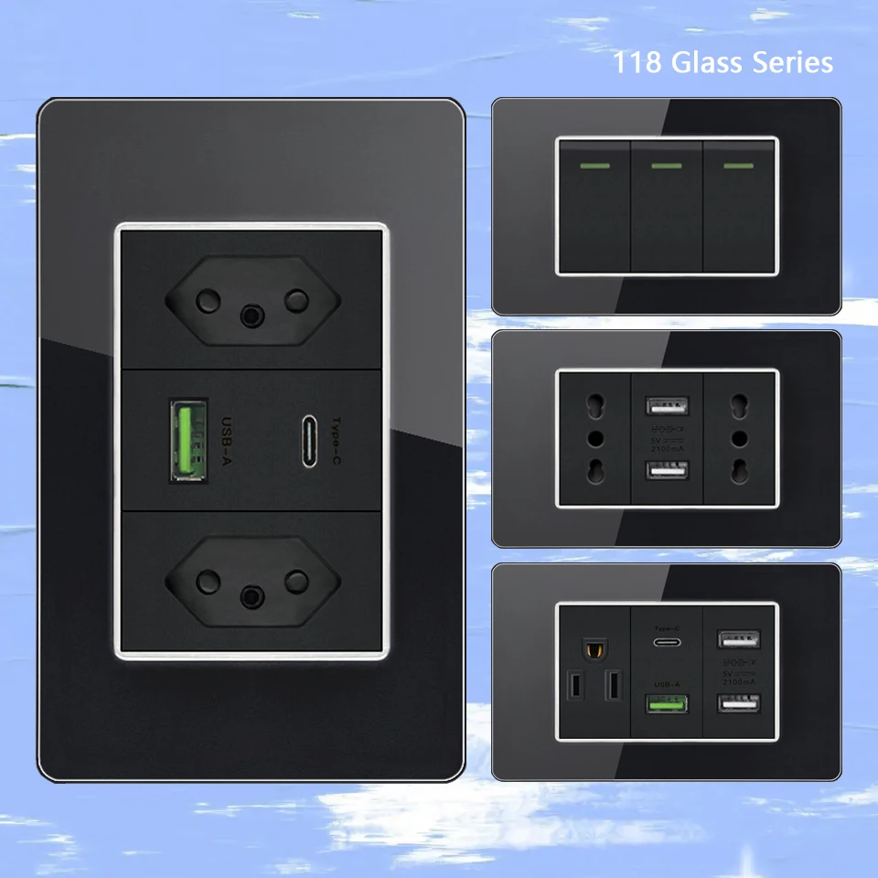 Brazil-US-Wall-Light-Switch-Power-Socket-with-USB-Type-c-20W-Italy ...