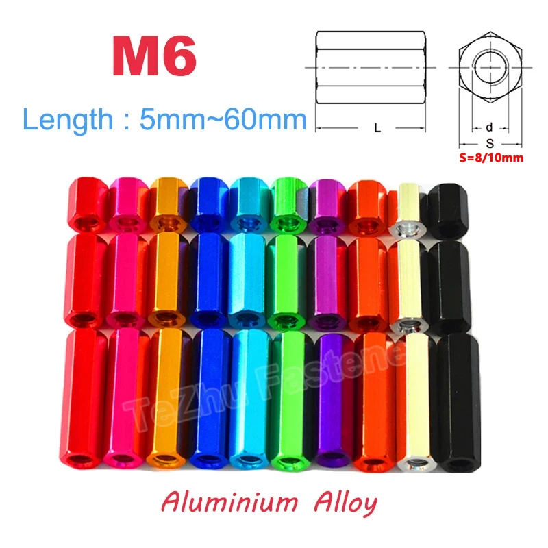 Entretoise-hexagonale-M6-goujons-hexagonaux-tiges-de-vis-kg-alliage-femelle-filetage-gaine ...