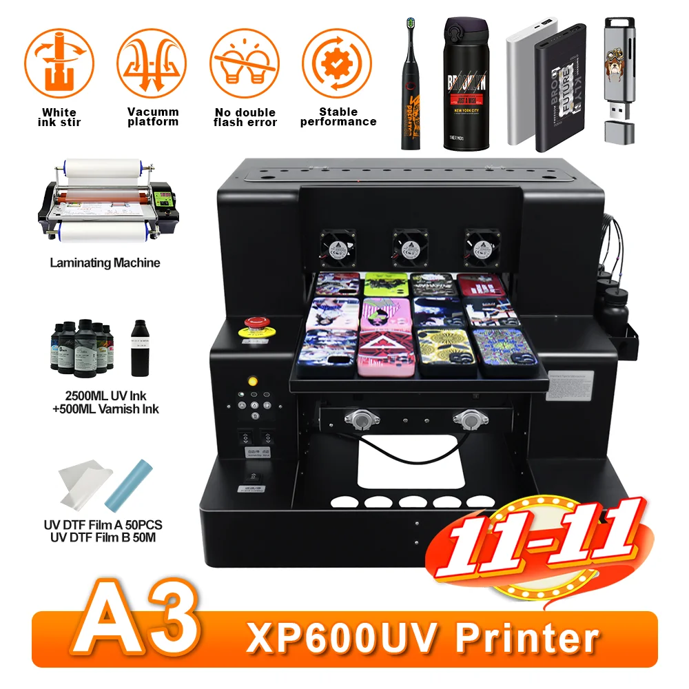 UV DTF Printer A3 XP600 UV DTF Stickers Printer UV Flatbed Printer A4 with Bottle Rotary for ...