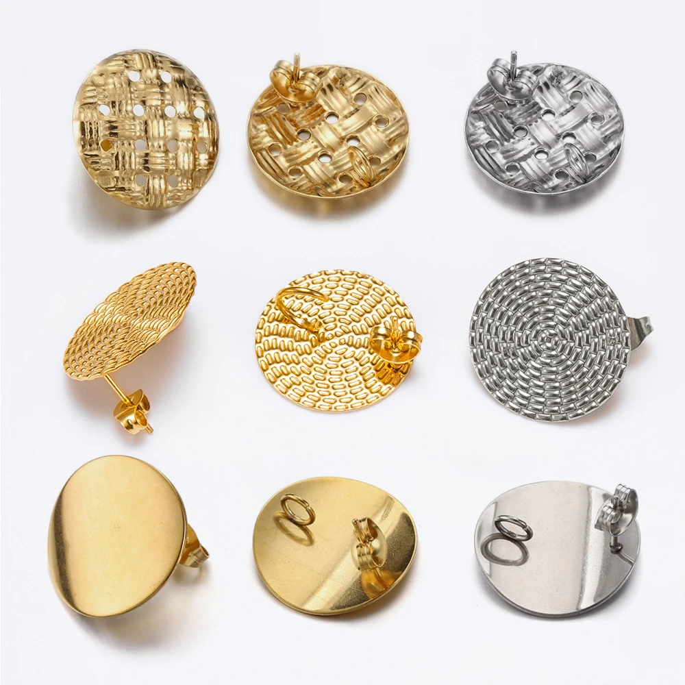 10pcs-Stainless-Steel-Bohemian-Earring-Base-Embossed-Round-Ear-Studs ...