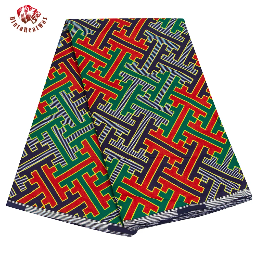 BintaRealWax-African-Fabric-stripe-Pattern-Ankara-cotton-Tissu-For ...