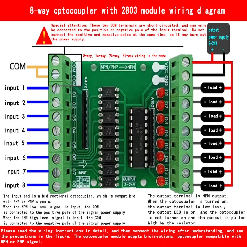 Módulo Com Case E Isolamento Optoacoplador Tubo De Armadura Canais 16 Canais 32 Canais Uln2803