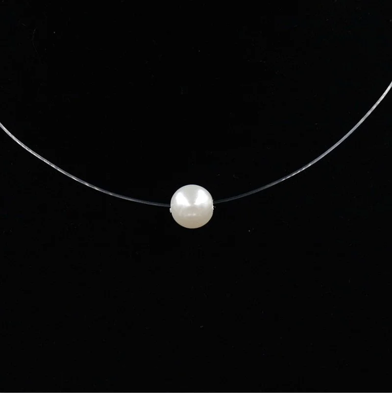 Imitation-Pearls-Female-Transparent-Fishing-Line-Necklace-Silver-Color ...