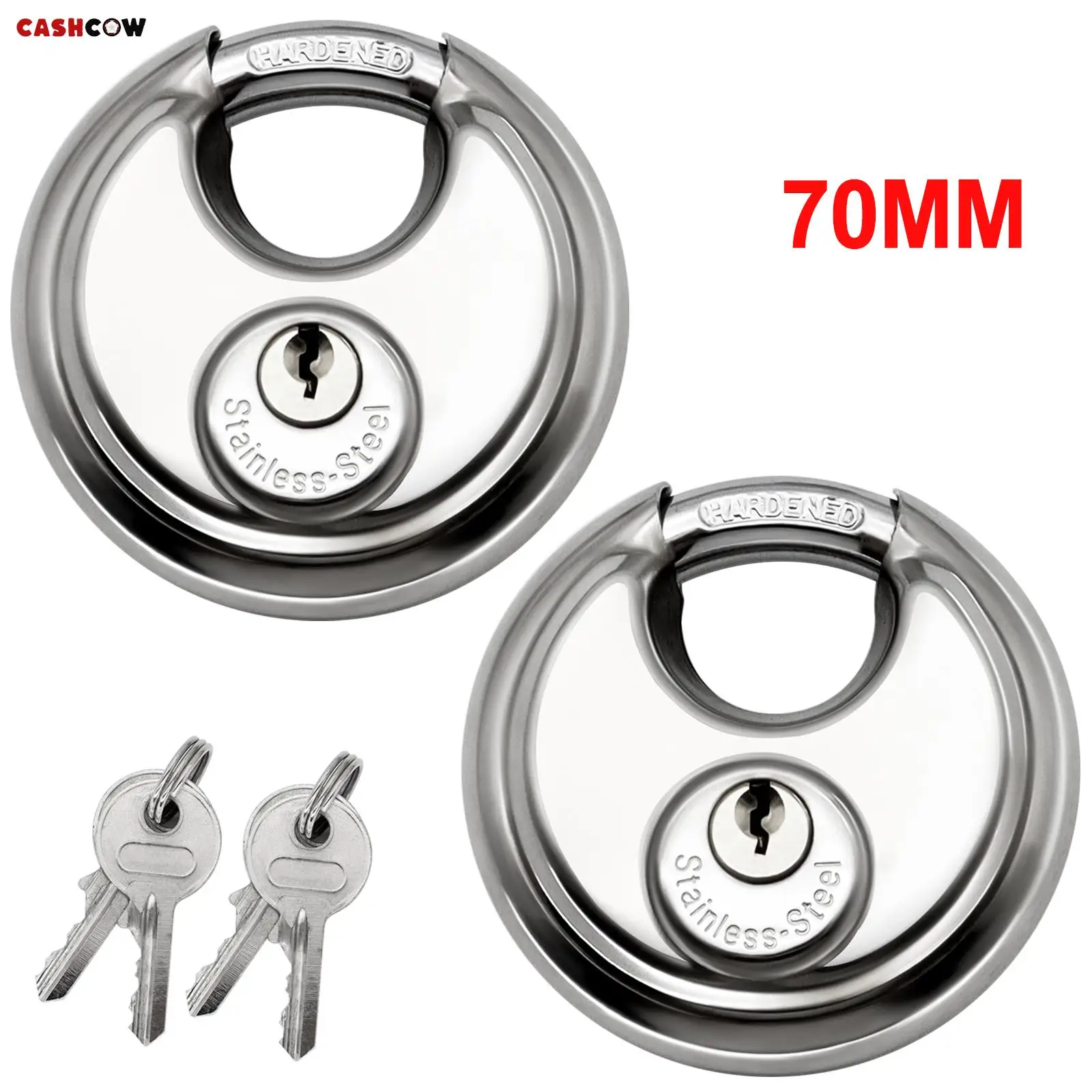 2Pcs 70mm Great Discus Lock Lightweight Round Reusable Padlock Anti ...