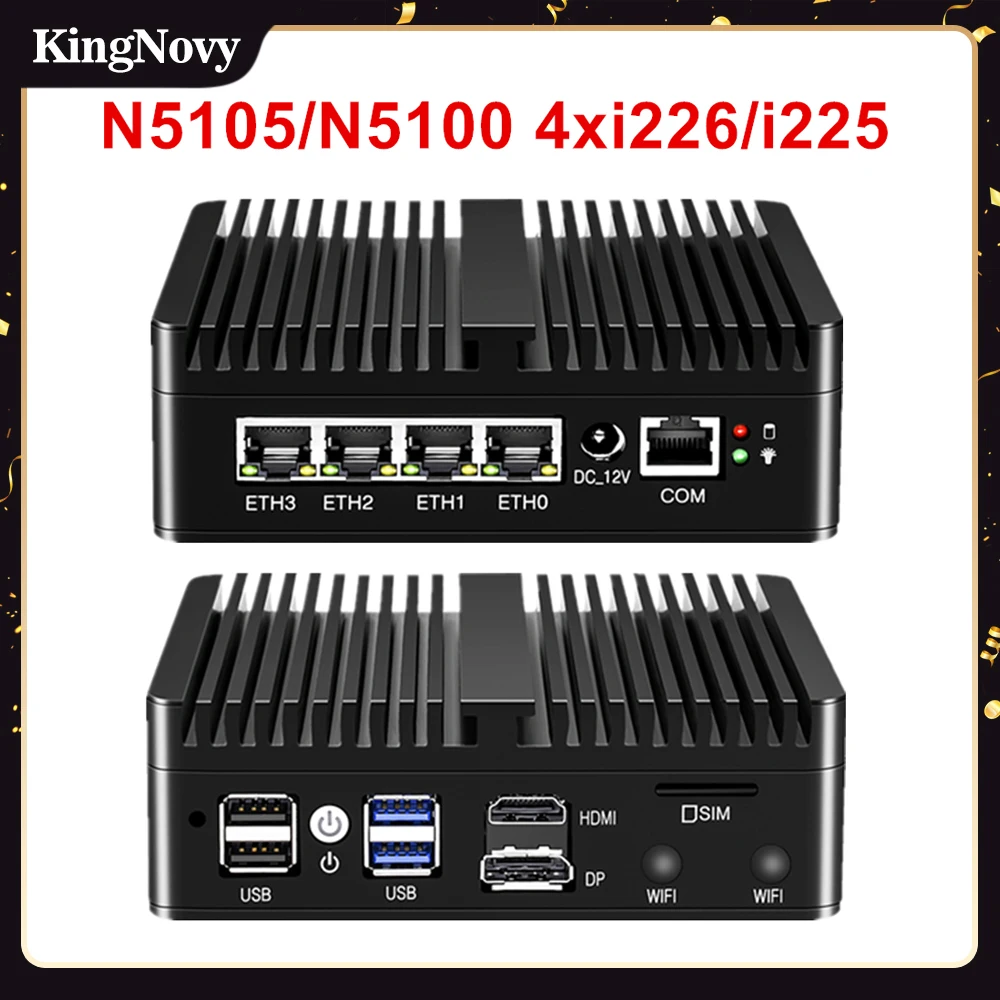 12th Gen Intel Firewall Router N100 N5105 N5100 4x 2.5G i226 i225 LAN NVMe Industrial Fanless ...