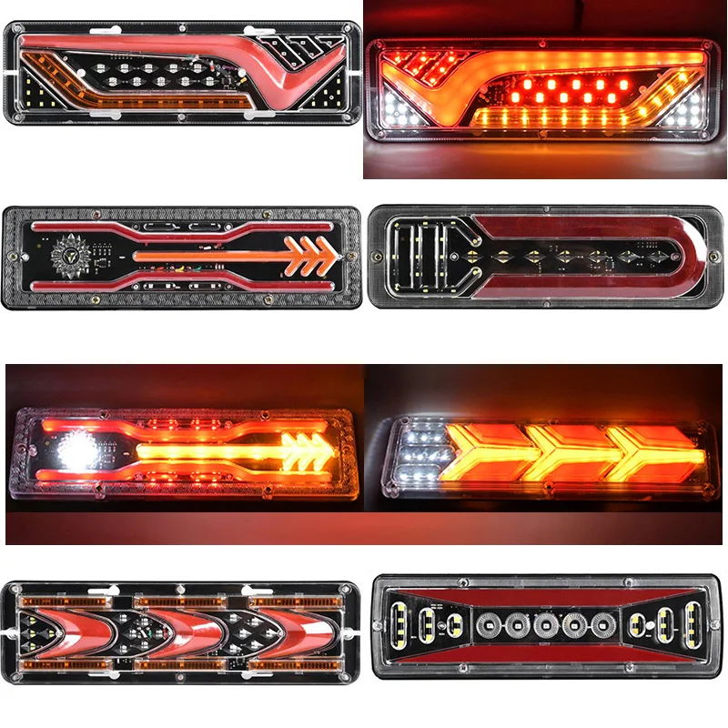 2PCS-12-24V-Dynamic-LED-Truck-Tail-Light-Turn-Signal-Rear-Brake-Lights ...