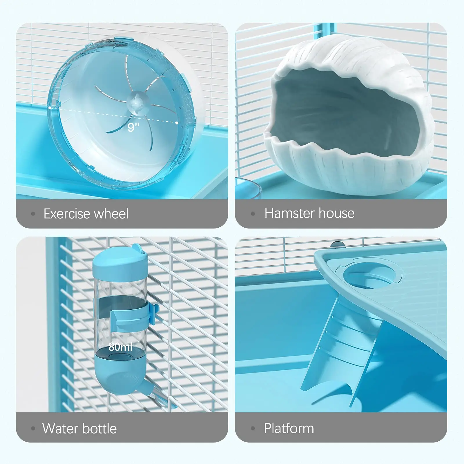 Mewoofun Large Hamster Cages Habitats Small Animal Cage For Syrian ...