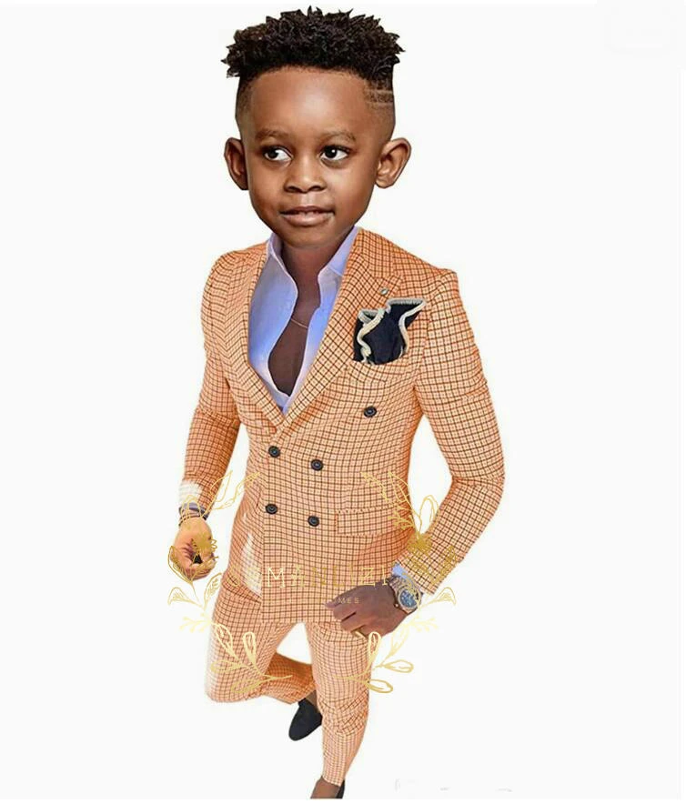 Casual Strand Plaid Jungen Anzug 2 Stück Party Hochzeit Smoking Kind ...