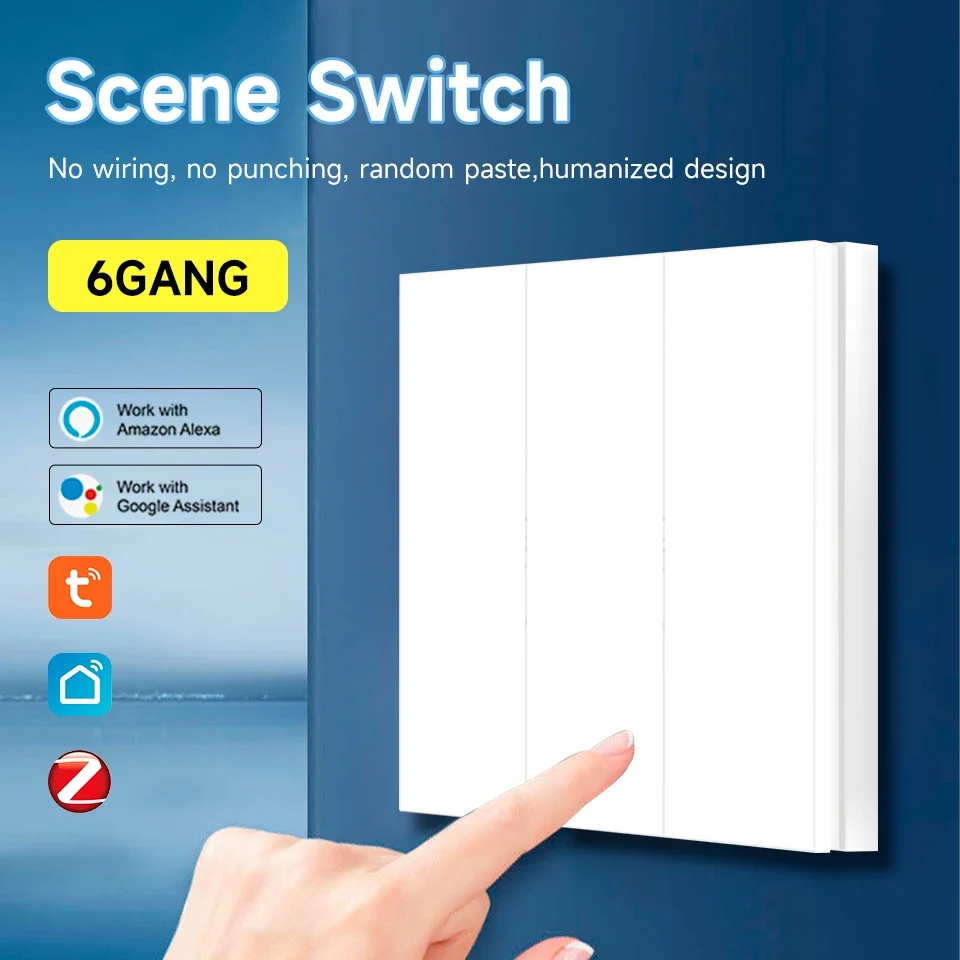 Tuya 6 Gang ZigBee Wireless Smart Scene Switch Push Button Controller ...