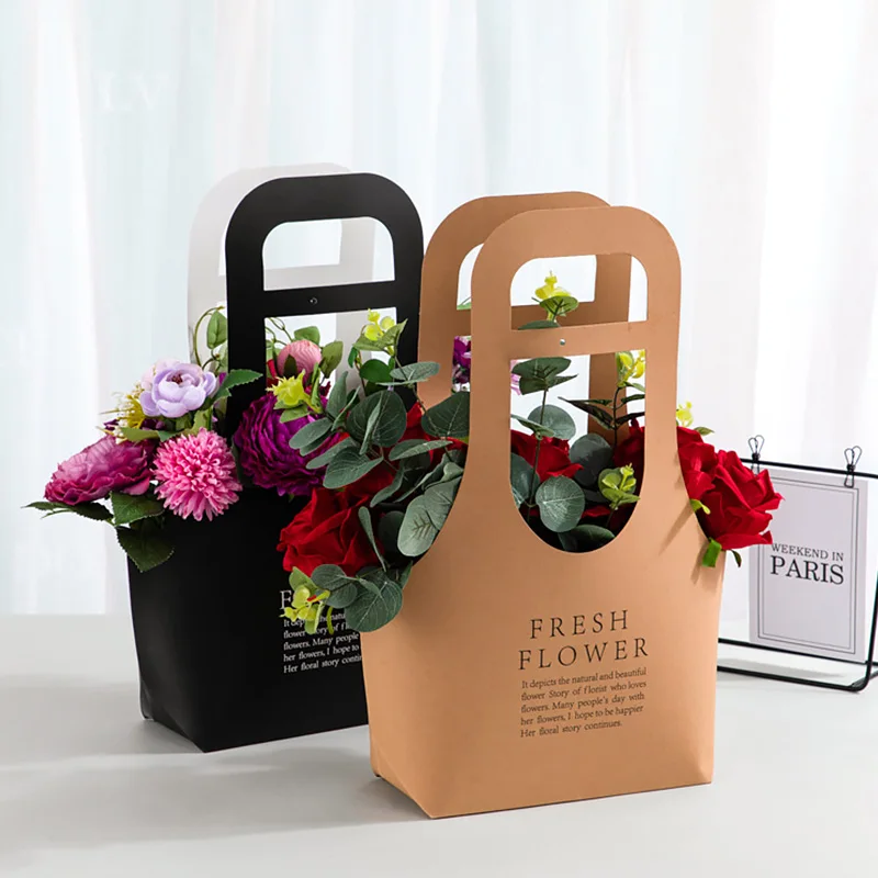 Portable-Flower-Paper-Boxes-Waterproof-Flower-Basket-Gift-Bag-Tote-Bags ...