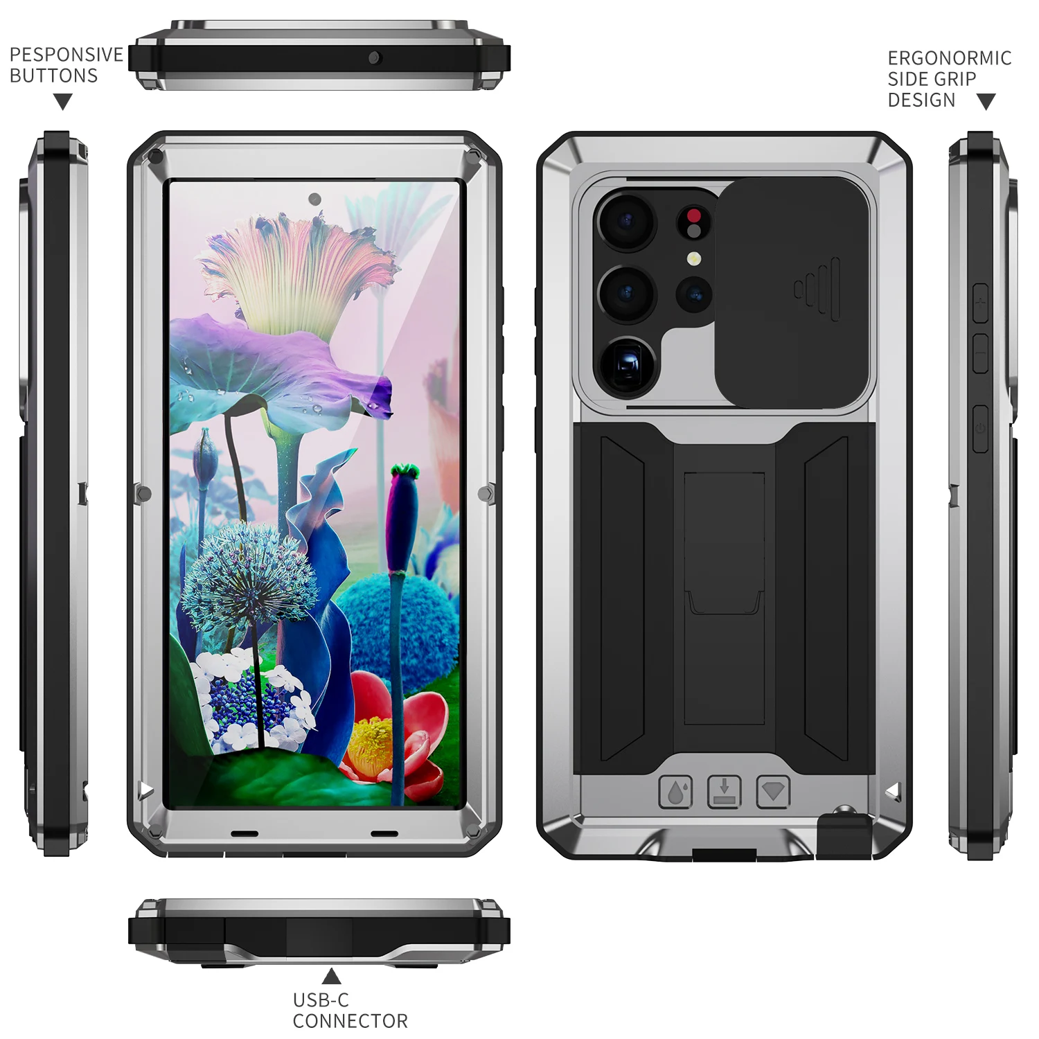 Camshield Slide Camera 360 Full Metal Aluminum Armor Kickstand Phone ...