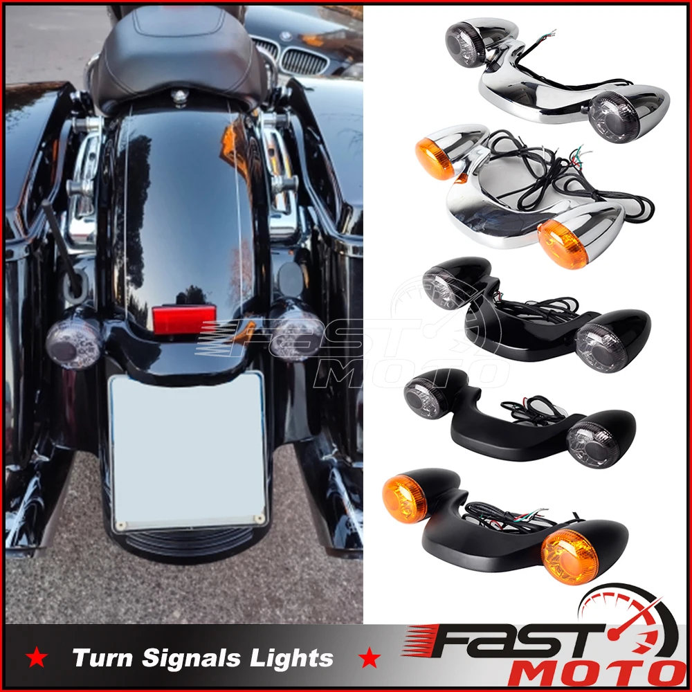 Motorcycle-Rear-LED-Turn-Signal-Brake-Light-w-License-Plate-Lamp-For ...
