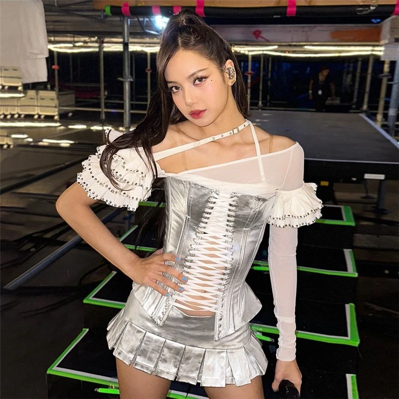 Kpop-Korean-Singer-LISA-Jazz-Dance-Outfits-Y2k-Hot-Girls-Wrap-Chest ...