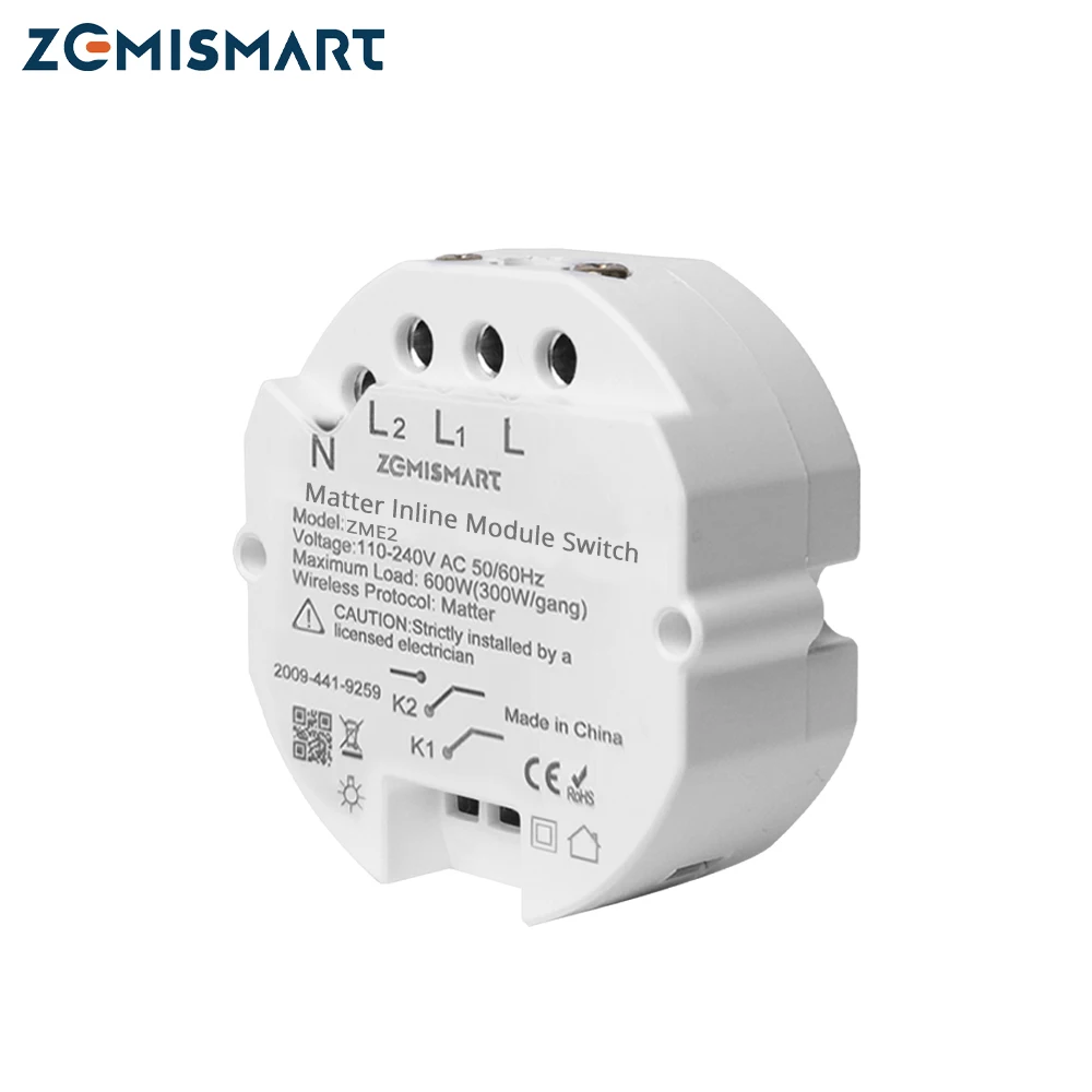 Zemismart-Matter-WiFi-Smart-Inline-Module-Switch-2-Gang-Relay-Breaker ...