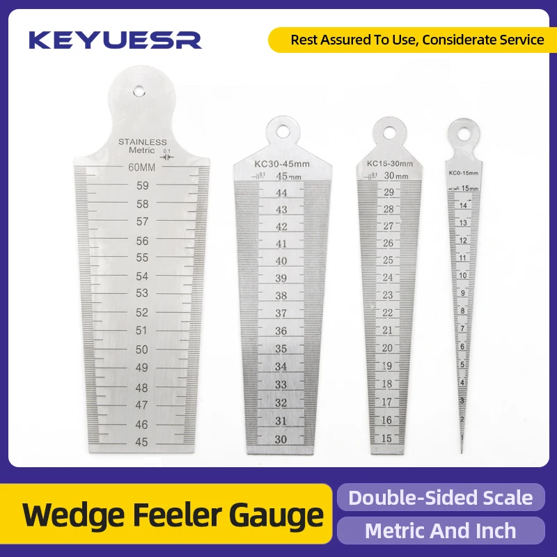 Wedge Feeler Gauge Stainless Steel Double Sided Metric Inch Gap Ruler ...