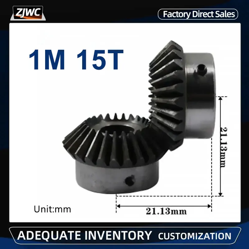 2pcs 1 Modulus 15 Teeth 1M 15T Bevel Gears With Inner Hole 5mm 6mm 7mm ...
