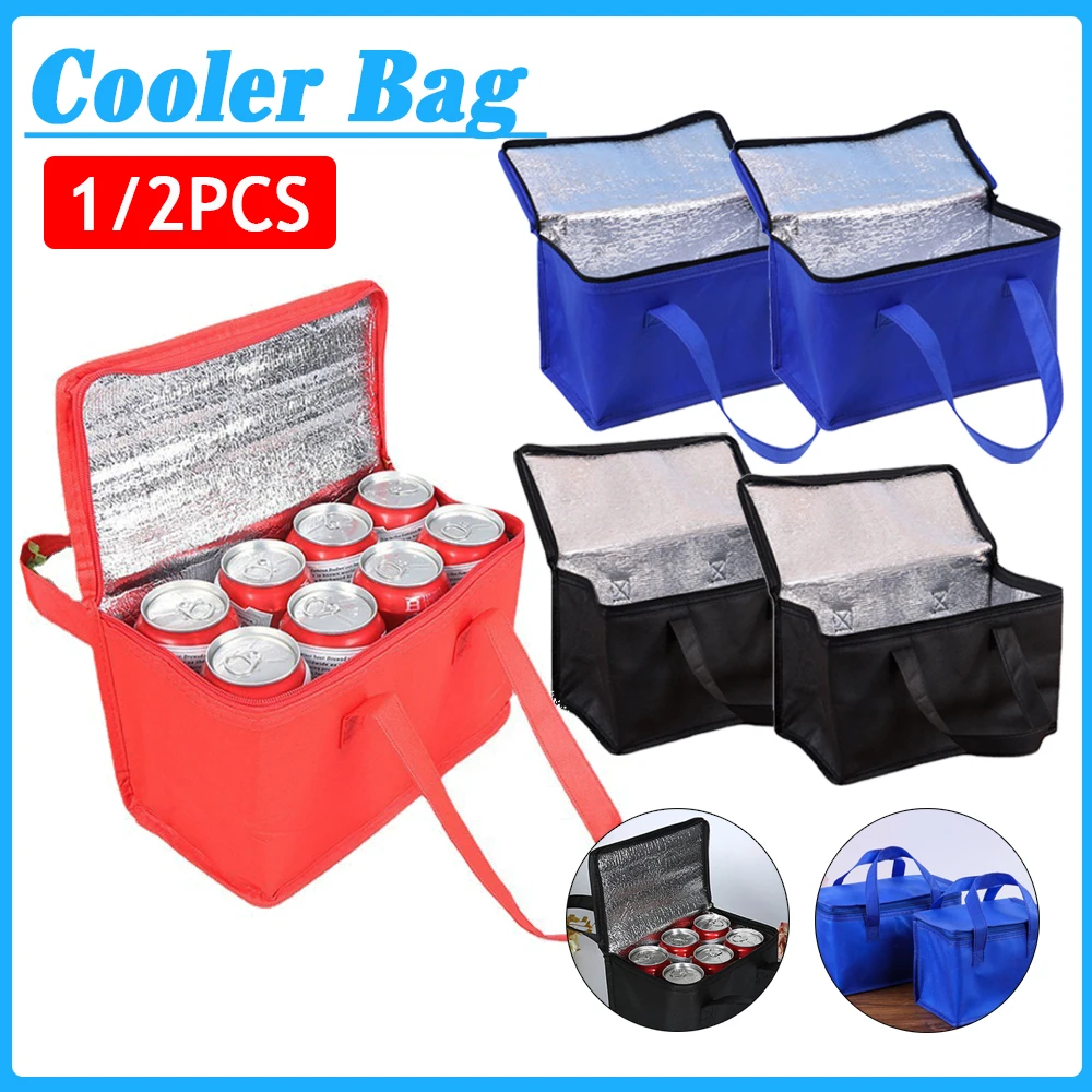 1/2PCS Portable Thermal Insulated Coolers Box Trips BBQ Meal Drink Zip ...