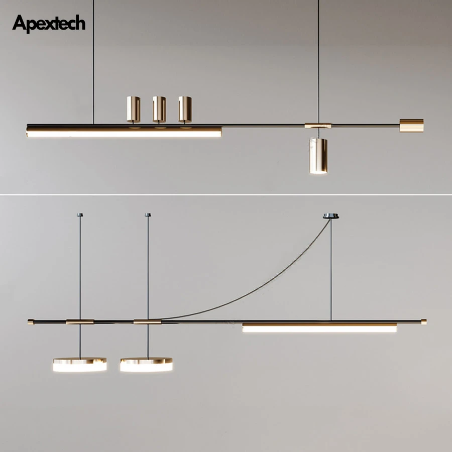 Minimalist LED Chandelier Linear Horizontal Kitchen Suspension Lamp ...