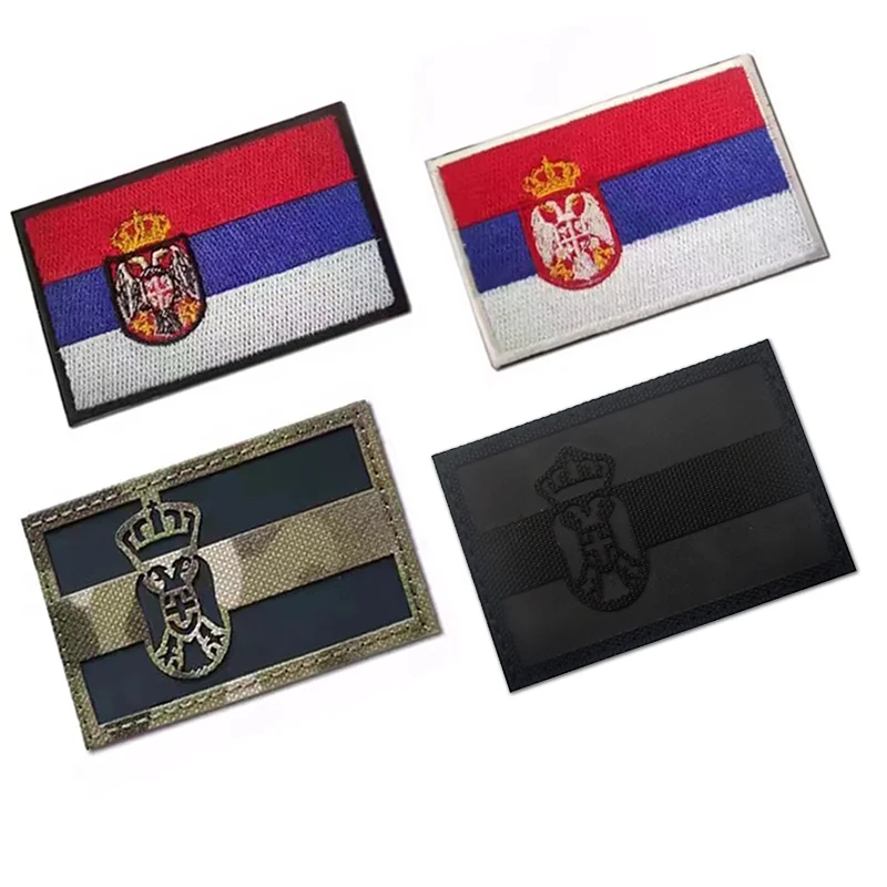 Serbian Flag Serbia Armband Embroidered IR Multicam Patch Hook & Loop Embroidery Badges Cloth ...