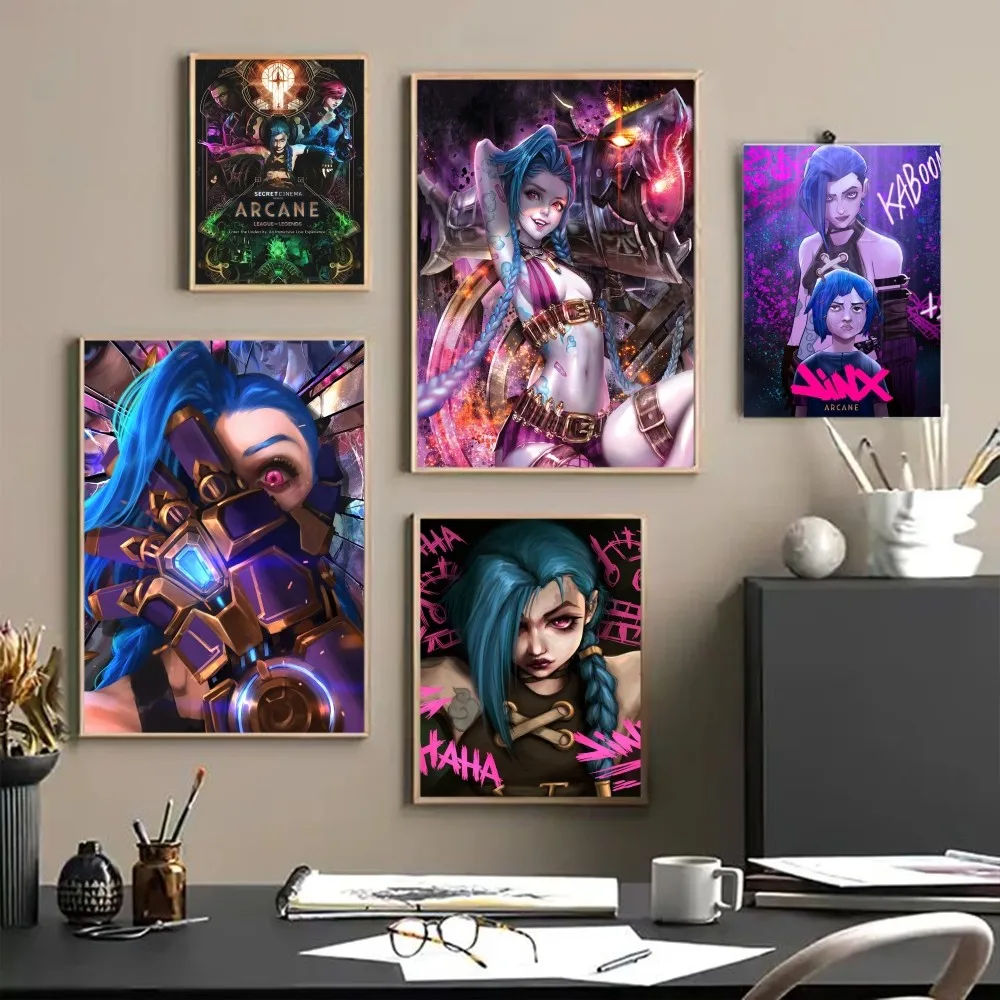 Cartoon-Anime-Game-Arcane-L-LOL-Jinx-Main-Art-Classic-Vintage-Posters ...