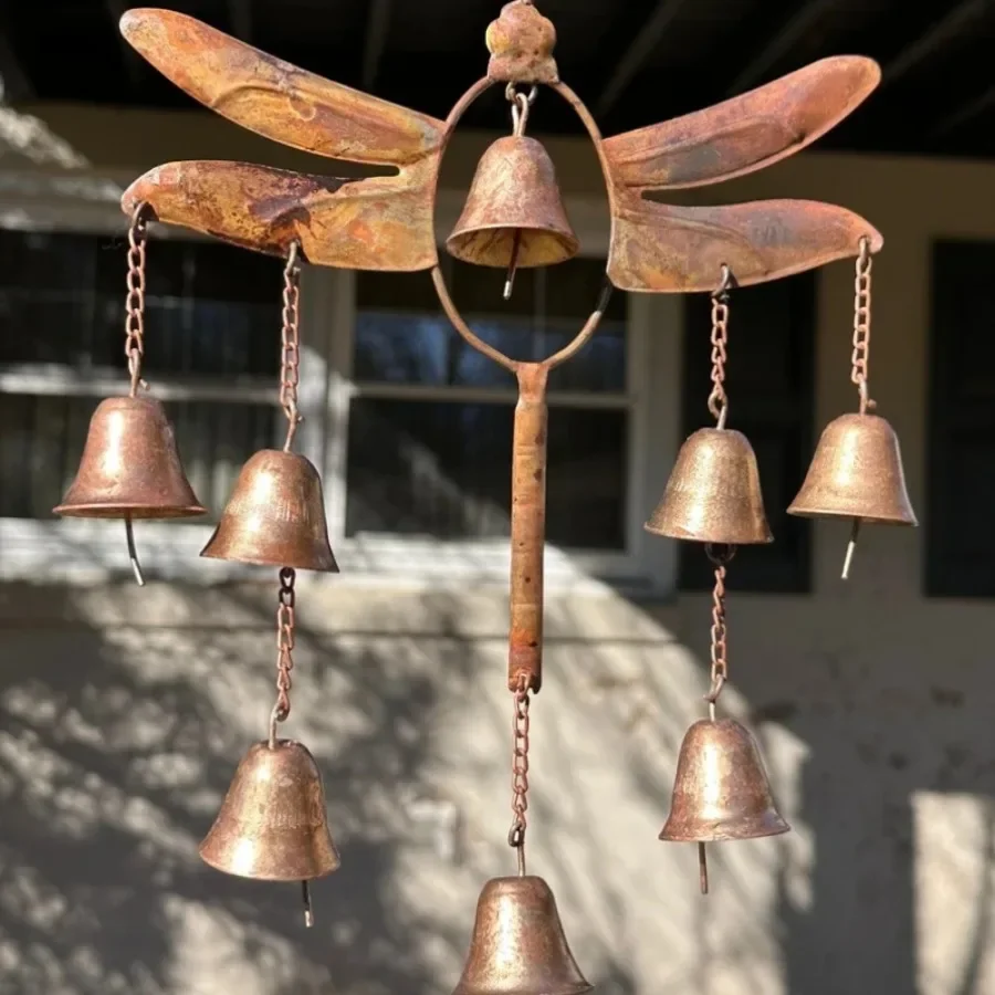 1PC Dragonfly Wind Chime Metal Retro Art Courtyard Decoration Pendant ...