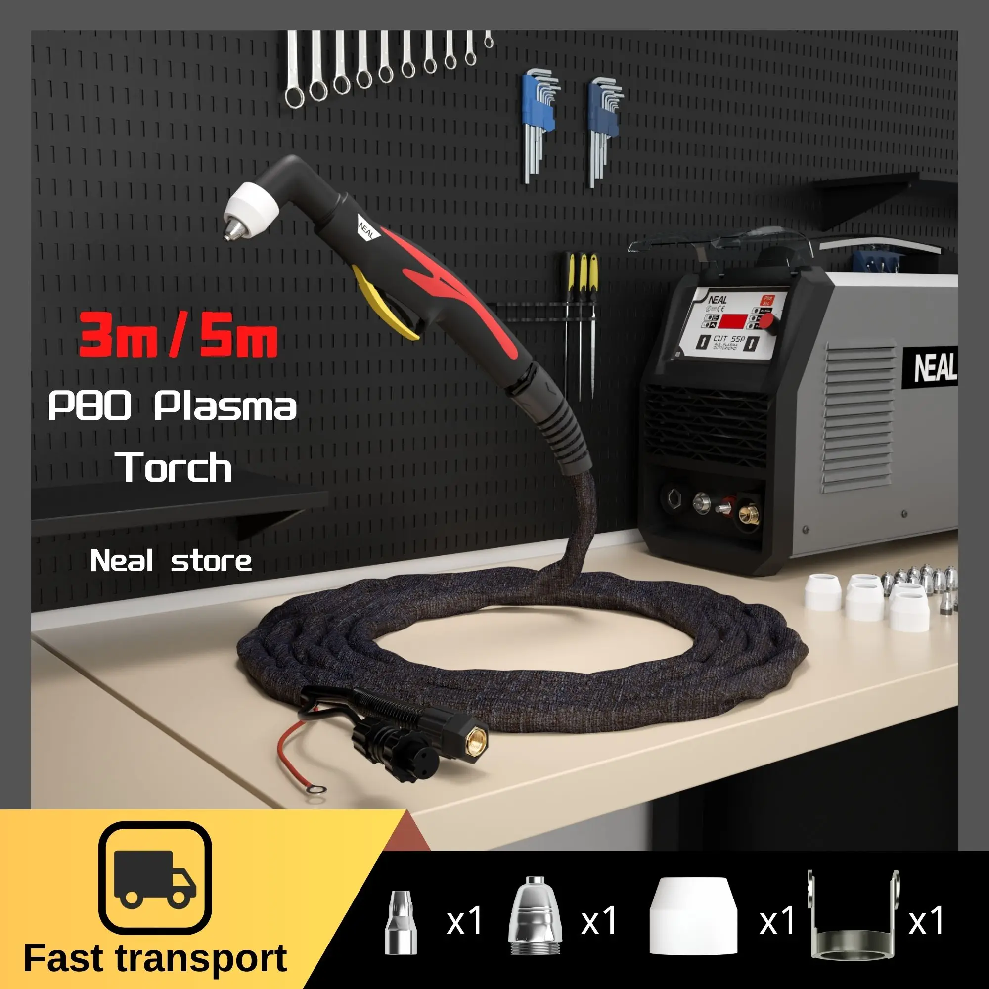 NEAL-P80-Air-Plasma-Cutting-Cutter-Torch-Pilot-Arc-10-16-Feet-Cutting ...