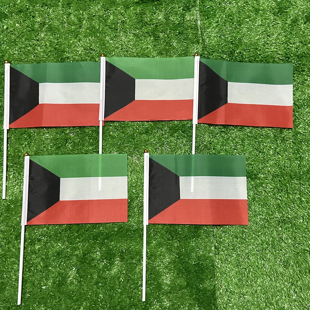 SKY FLAG Kuwait hand Flag 10/20/50/100pcs 21*14cm Kuwait Hand Waving ...