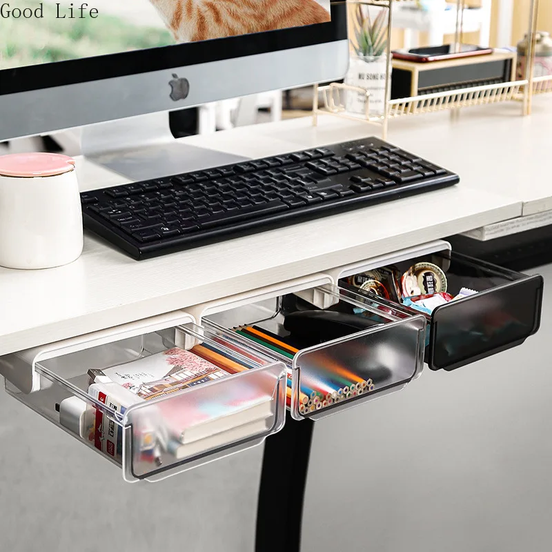 Under Desk Storage Drawers, Dorm Desk Small Invisible Drawer Box,Home ...