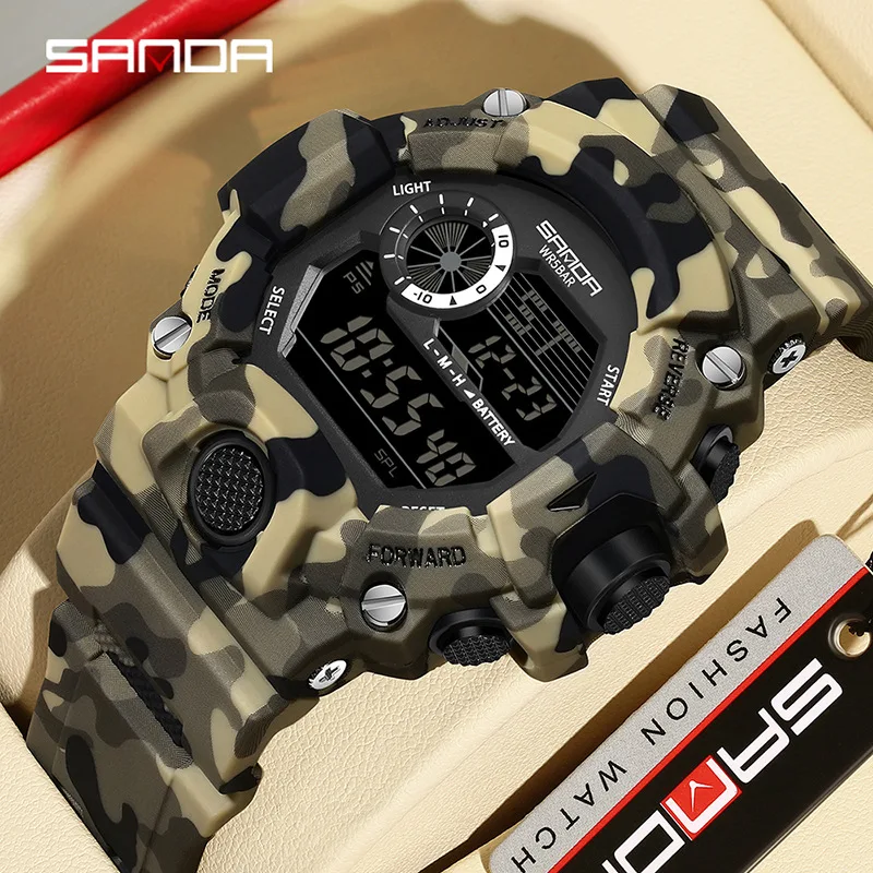 SANDA-2183-Electronic-Watch-for-Men-Fashion-Military-Camo-Waterproof ...