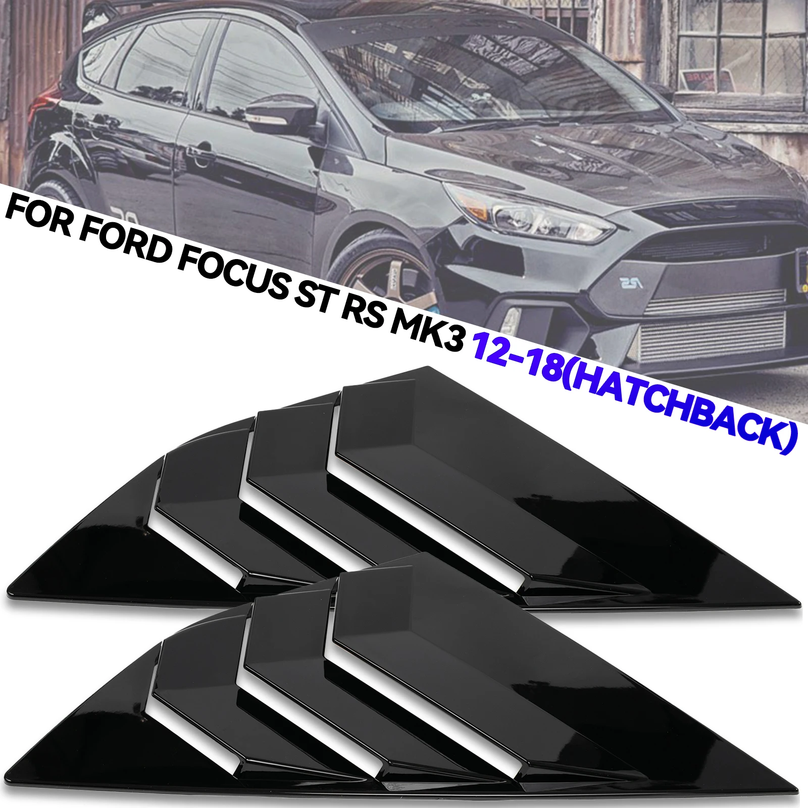2pcs For Ford Focus ST RS MK3 2012-2018 Hatchback Rear Window Louvers ...