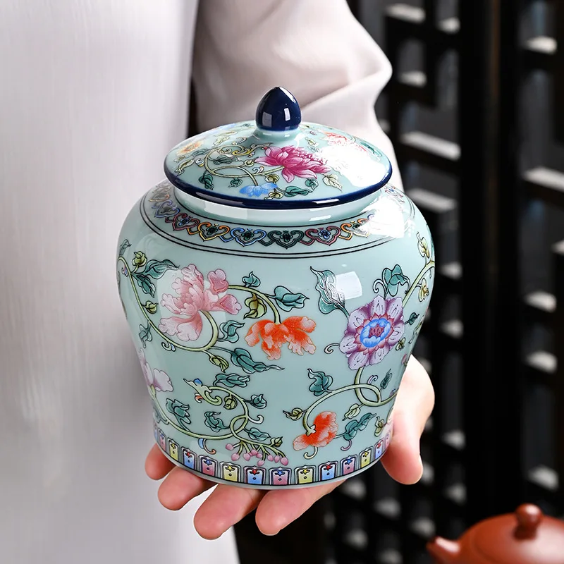 Ceramic tea jar Enamel General Jar moisture-proof sealed jars green tea ...