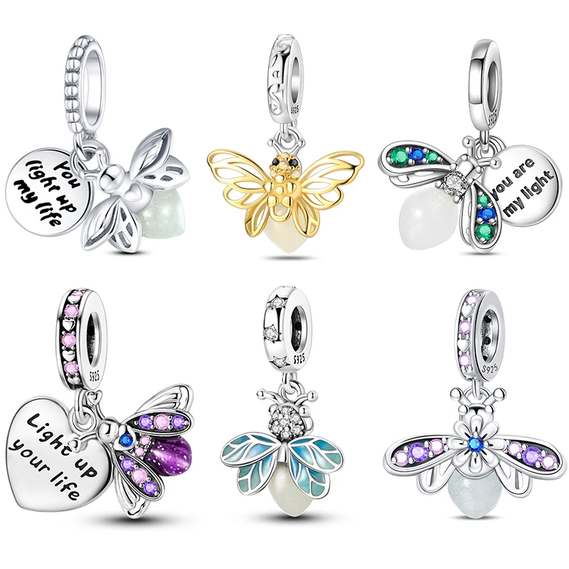 Hot-Charms-925-Sterling-Silver-luminoso-lucciole-ciondolo-perline-Fit ...