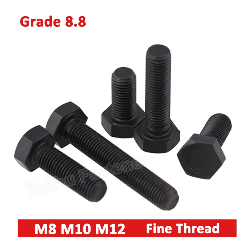 1Pcs-Grade-8-8-External-Hexagon-Bolt-M8-M10-M12-Fine-Thread-Hex-Head ...