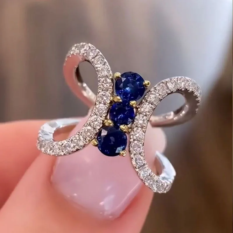 Luxury-Designer-Sapphire-Rings-for-Women-Cutout-Geometric-Moissanite ...