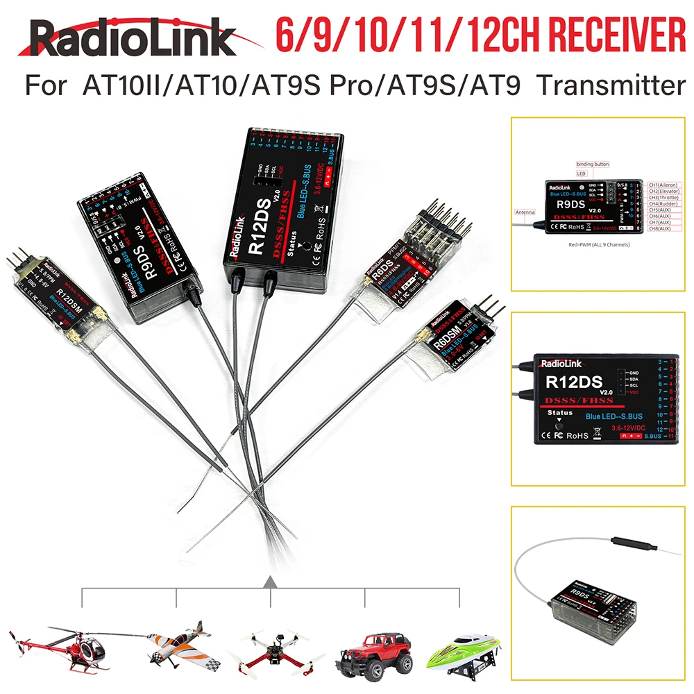 RadioLink-RC-Receiver-R12DS-R12DSM-R9DS-R6DS-R6DSM-2-4G-6-9-10-11-12CH ...