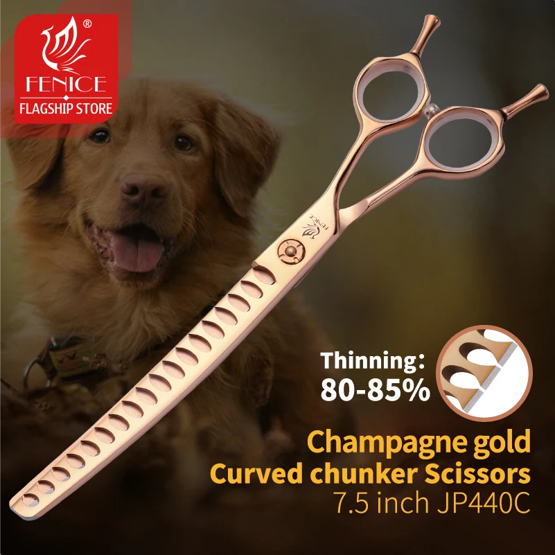 Fenice 7.5inch Dog Grooming Curved Chunker Scissors Professinoal Dog ...