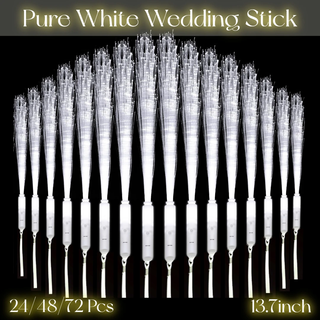 Long-White-Fiber-Optic-Stick-3-Mode-Wedding-Sparkler-LED-Light-Up-Wand ...