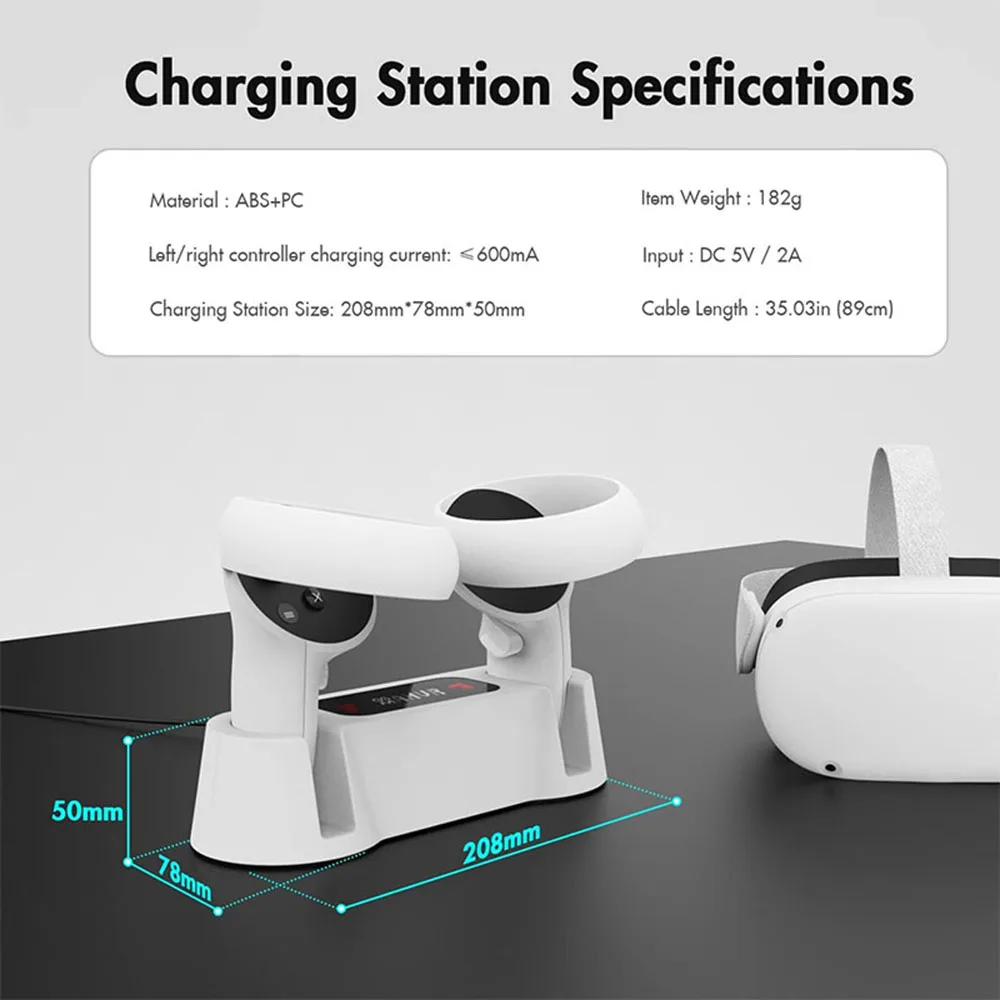 Avec pile AA - Station de charge pour Oculus Quest 2 contrôleurs VR ...